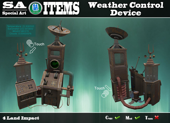 Second Life Marketplace - SA-I "Weather Control Device"